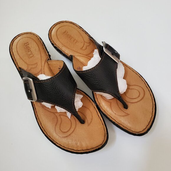 Born | Shoes | New Born Leather Open Toe Wedge Heel Sandals | Poshmark